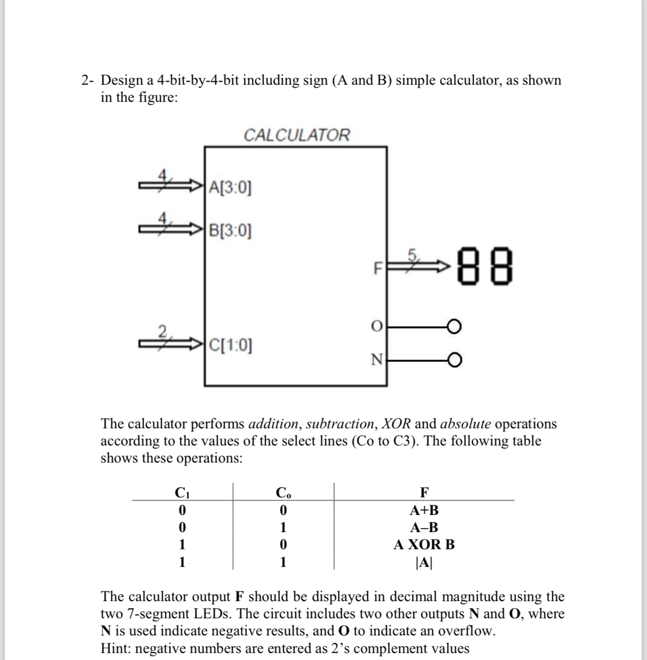 2- ﻿Design a 4-bit-by-4-bit including sign (A and B) | Chegg.com