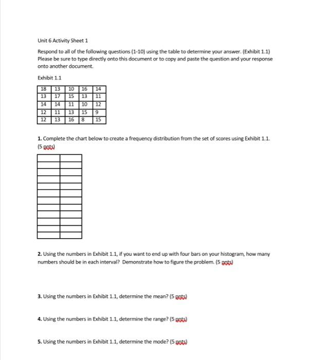 Solved Unit 6 Activity Sheet 1 Respond to all of the | Chegg.com