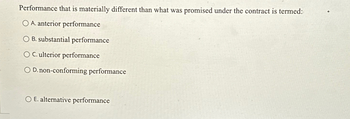 Solved Performance that is materially different than what | Chegg.com