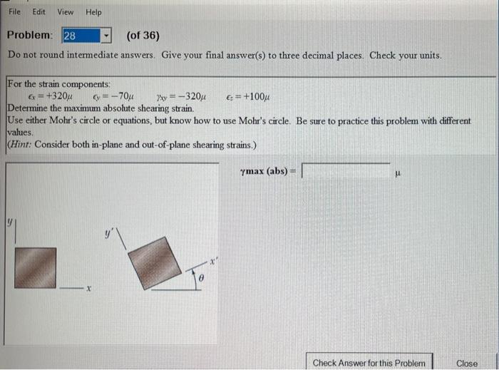 Solved File Edit View Help Problem: 28 (of 36) Do not round | Chegg.com