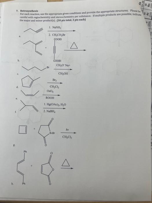 Solved 7. Retrosynthesis For each reaction, use the | Chegg.com