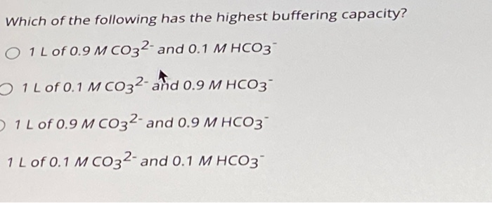 Solved Which of the following has the highest buffering | Chegg.com