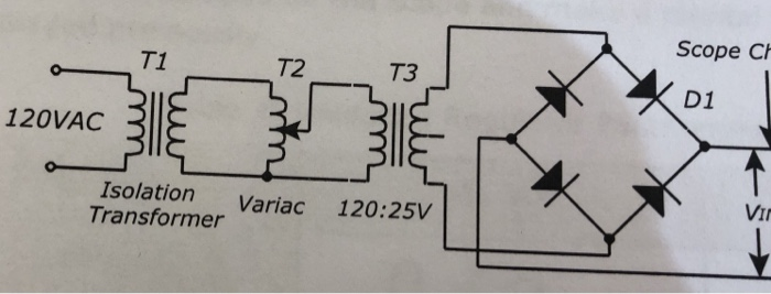 Solved Scope CH x 01 120VAC Isolation Transformer Variac | Chegg.com
