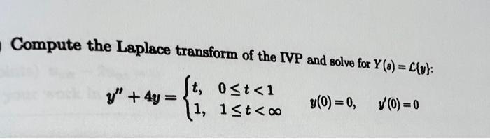 Solved Compute the Laplace transform of the IVP and solve | Chegg.com