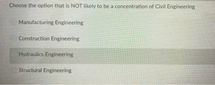 Solved Choose the option that is NOT likely to be a | Chegg.com