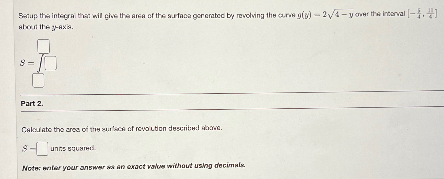 Solved Setup the integral that will give the area of the | Chegg.com