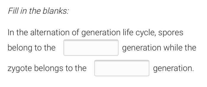 Solved Fill in the blanks: In the alternation of generation | Chegg.com