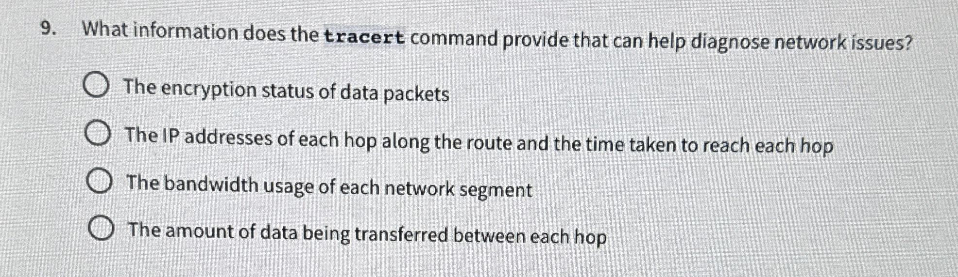 Solved What information does the tracert command provide | Chegg.com