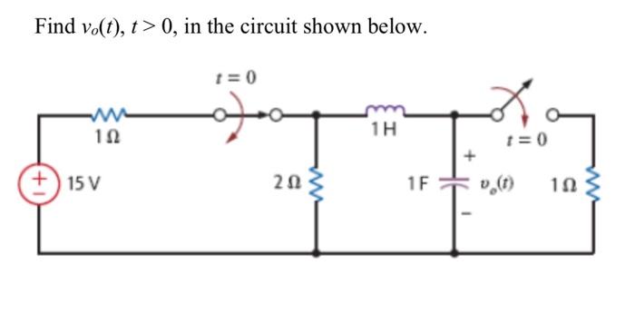 Solved Find vo(t), t > 0, in the circuit shown below. I = 0 | Chegg.com