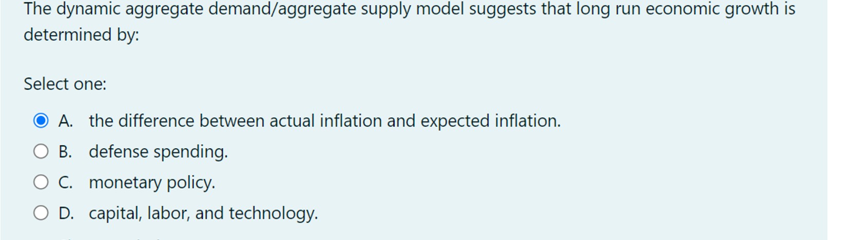 Solved The dynamic aggregate demand/aggregate supply model | Chegg.com