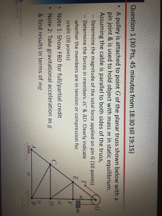 Solved Question 1 (30 Pts, 45 minutes from 18:30 till 19:15) | Chegg.com Solved Question 1 (30 Pts, 45 minutes from 18:30 till 19:15) | Chegg.com
