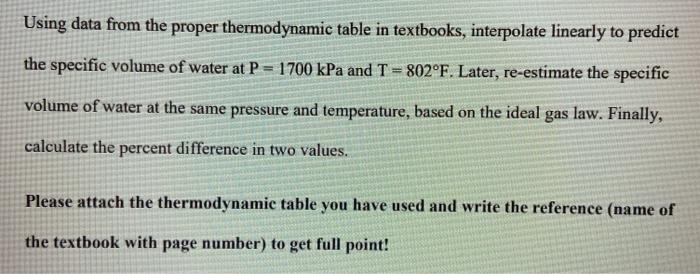 Solved Using data from the proper thermodynamic table in | Chegg.com