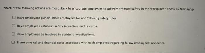 Solved Which of the following actions are most likely to | Chegg.com