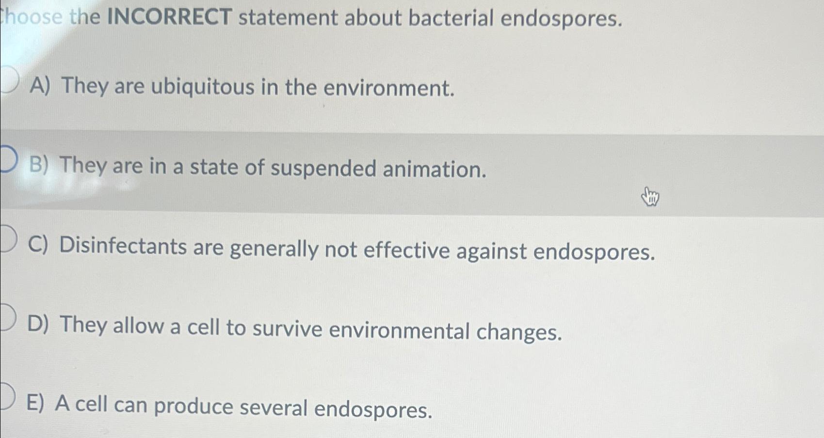 Solved hoose the INCORRECT statement about bacterial | Chegg.com