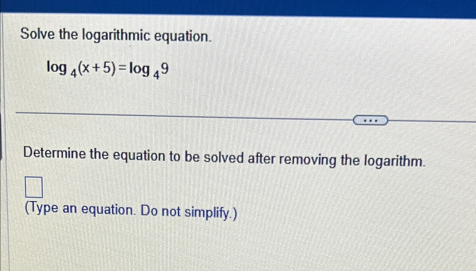 Solved Solve the logarithmic | Chegg.com