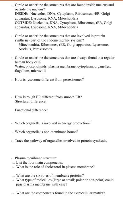 Solved 1. Circle or underline the structures that are found | Chegg.com