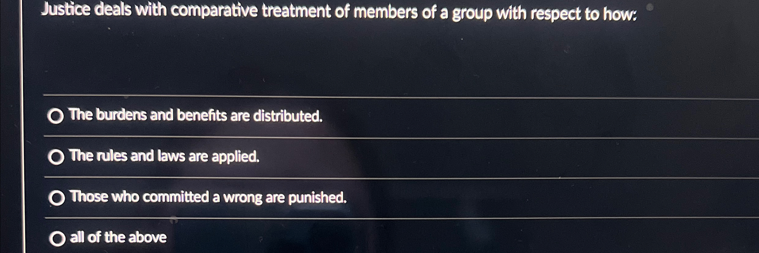 Solved Justice deals with comparative treatment of members | Chegg.com