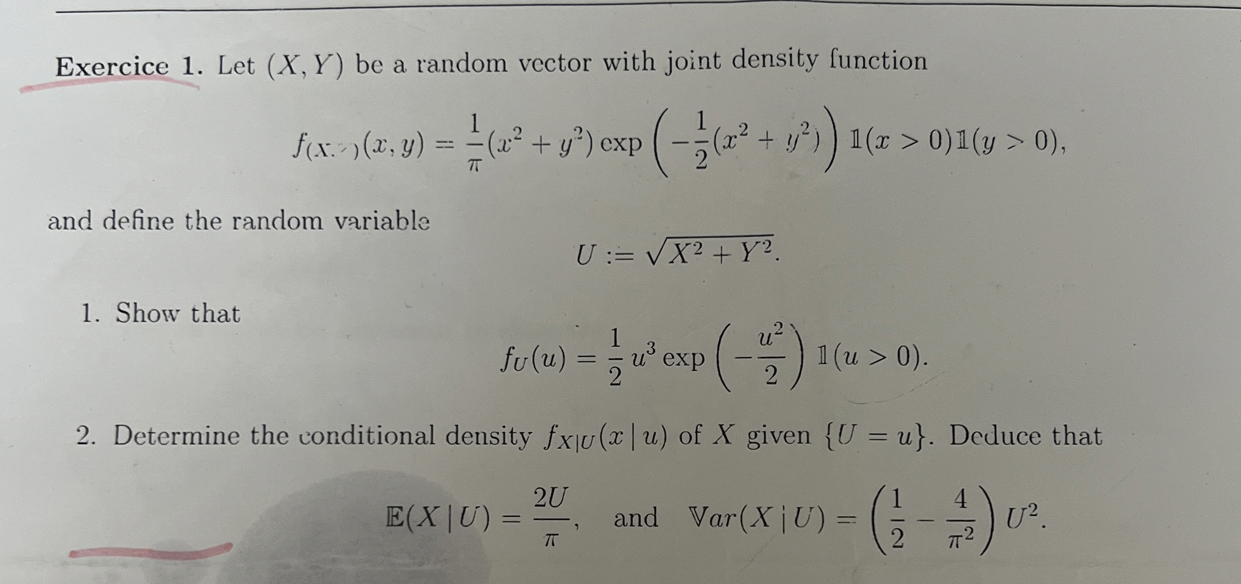 Solved EXPLAIN STEP BY STEP PLEASEExercice 1. ﻿Let (x,Y) ﻿be | Chegg.com