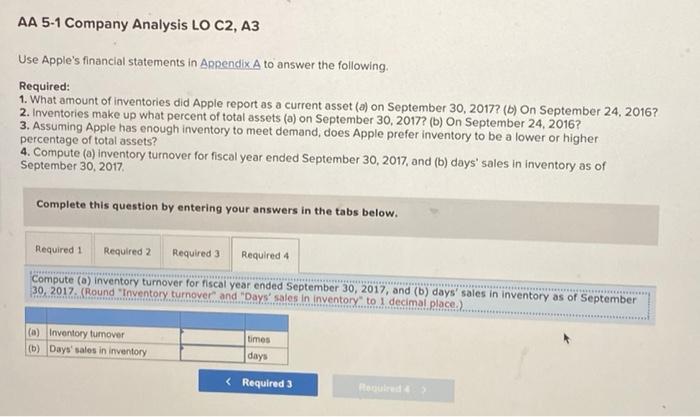 Solved AA 5-1 Company Analysis LO C2, A3 Use Apple's | Chegg.com