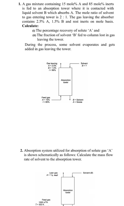 2. Absorption system utilized for absorption of | Chegg.com