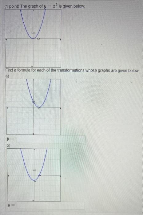 [Solved]: (1 point) The graph of y=x is given below: Find a