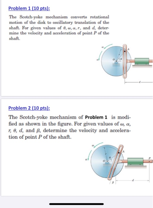 Solved Problem 1 (10 pts): The Scotch-yoke mechanism | Chegg.com