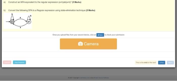 Solved a) Construct an NFA equivalent to the regular | Chegg.com