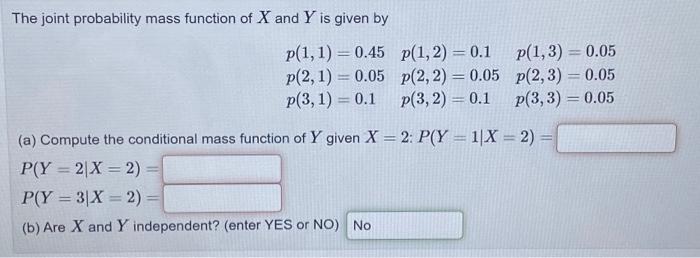 Solved The joint probability mass function of X and Y is | Chegg.com