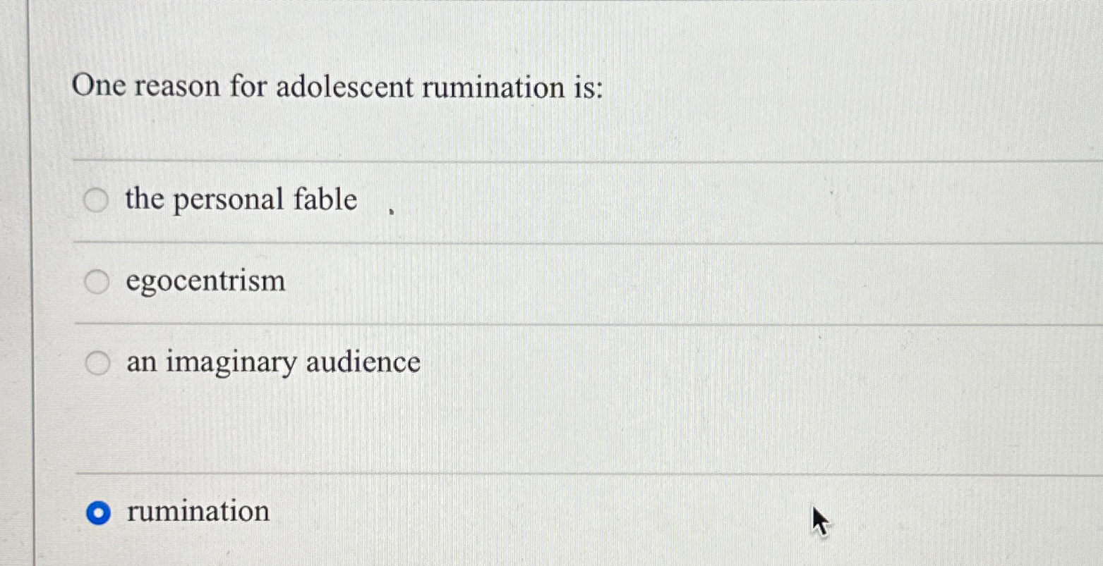 Solved One reason for adolescent rumination is:the personal | Chegg.com