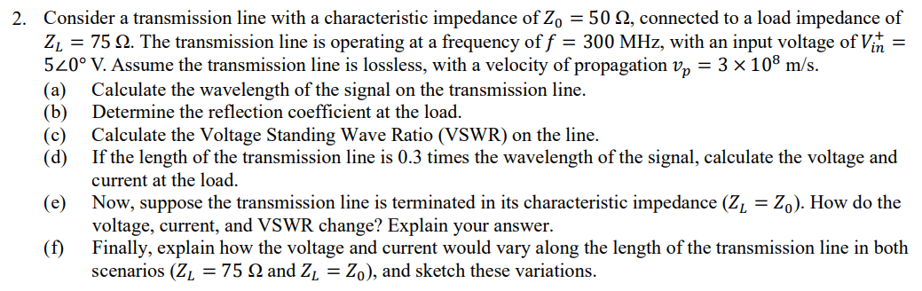 Consider a transmission line with a characteristic | Chegg.com