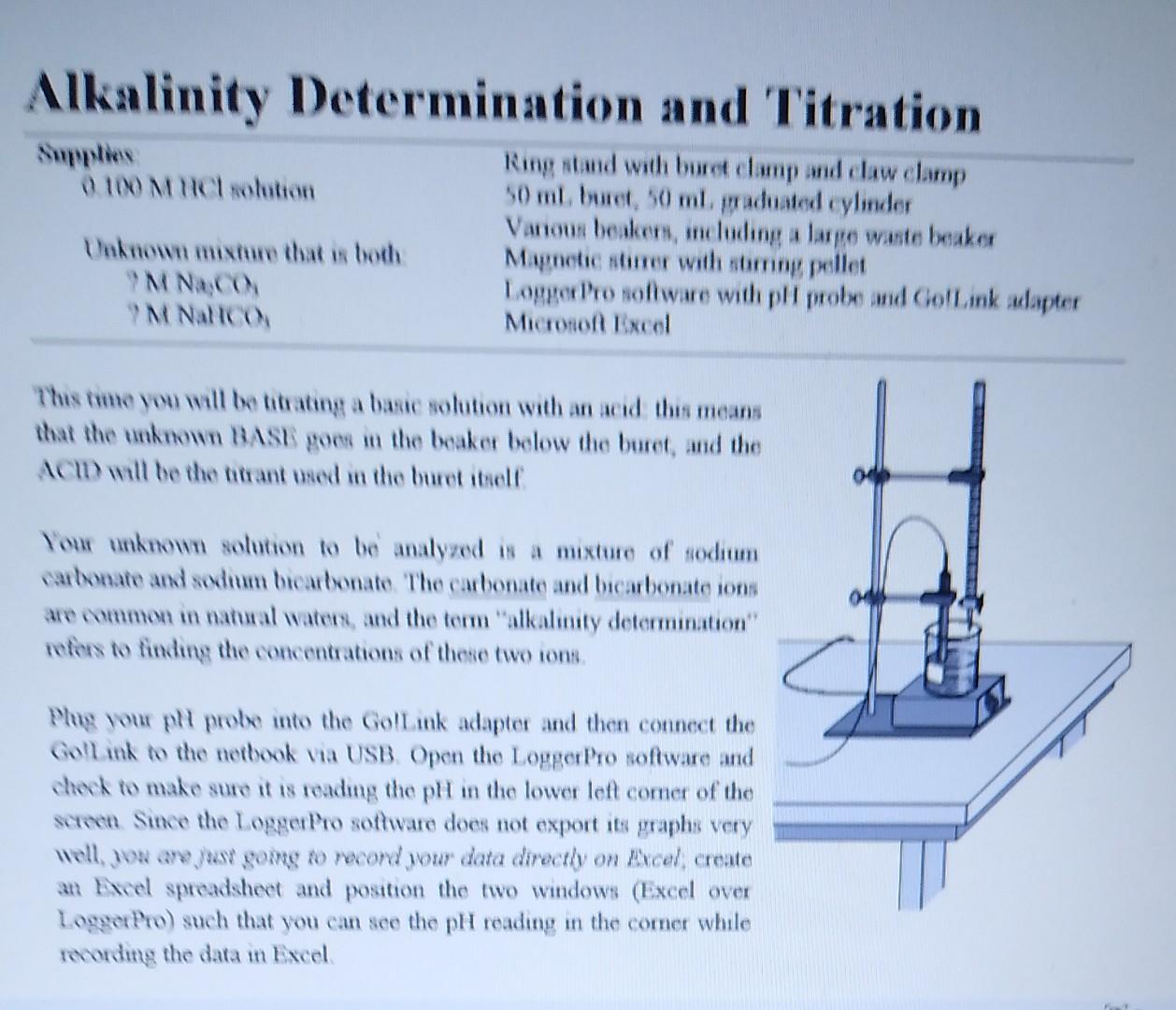Alkalinity Determination and 'Titration The ime you | Chegg.com