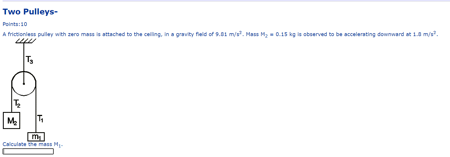 Solved Two Pulleys-Points: 10A frictionless pullev with zero | Chegg.com