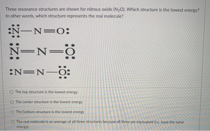 Solved Three resonance structures are shown for nitrous | Chegg.com