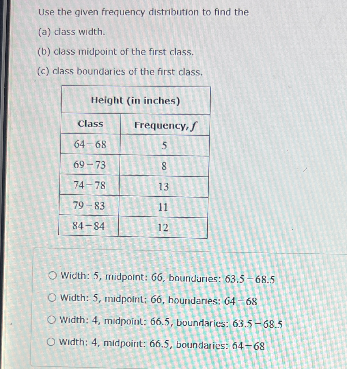 Solved Use the given frequency distribution to find the(a) | Chegg.com