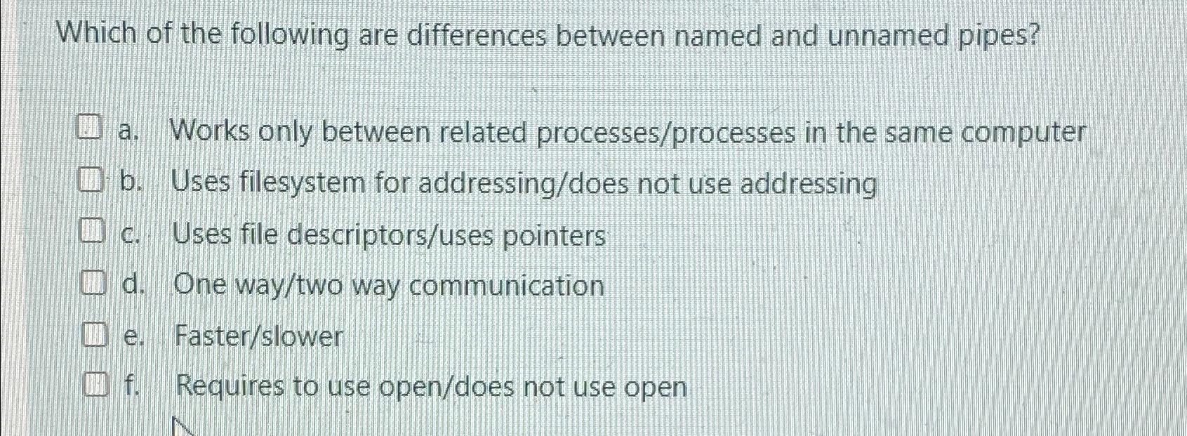 Solved Which of the following are differences between named | Chegg.com