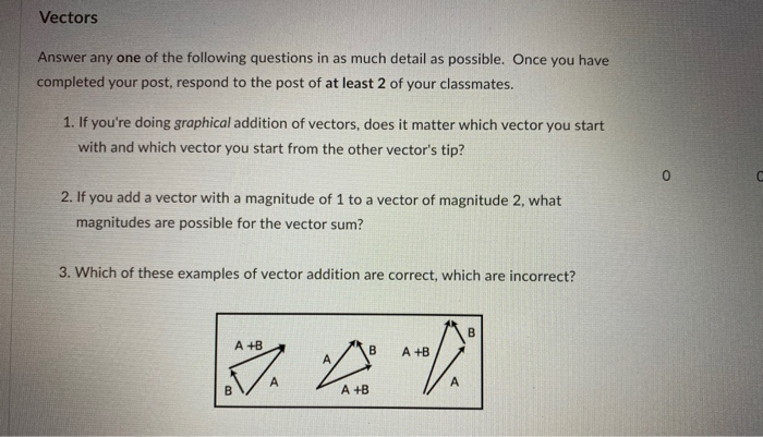 Solved Vectors Answer any one of the following questions in | Chegg.com