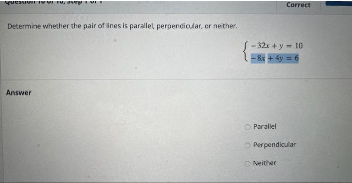 Solved Determine whether the pair of lines is parallel, | Chegg.com