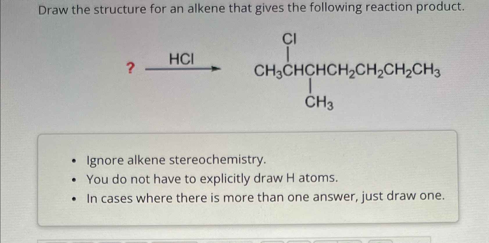 Solved Draw the structure for an alkene that gives the | Chegg.com
