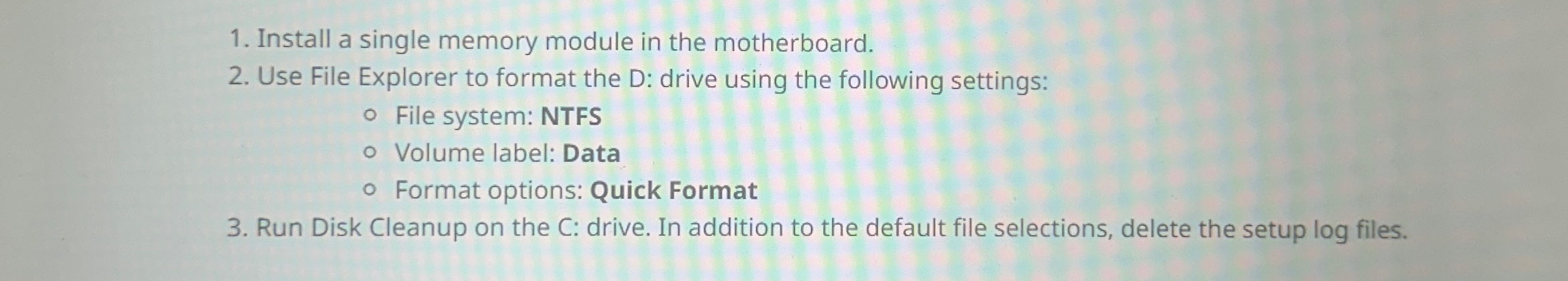Solved Install a single memory module in the motherboard.Use | Chegg.com
