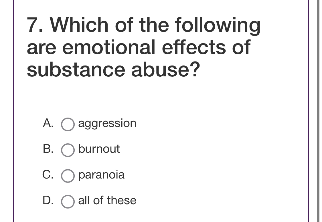 Solved Which of the following are emotional effects of | Chegg.com