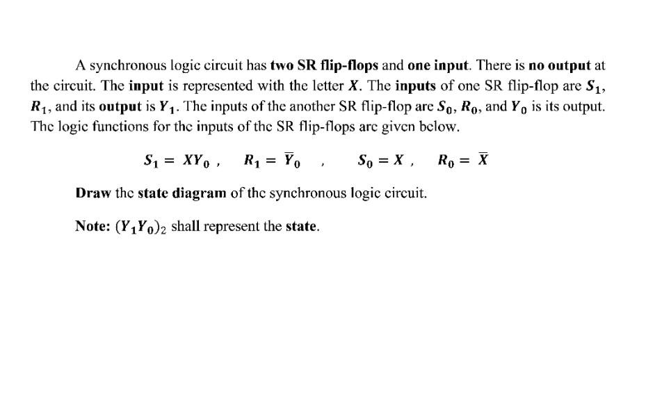 Solved A synchronous logic circuit has two SR flip-flops and | Chegg.com
