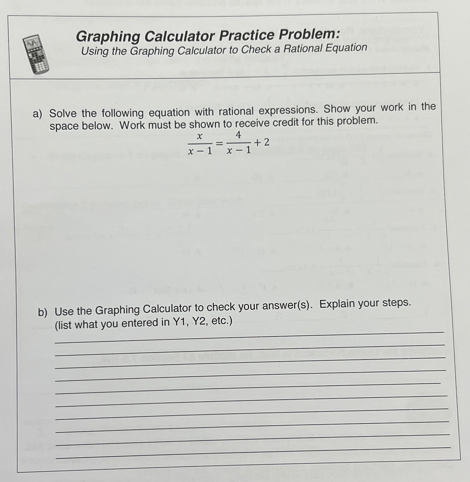 Solved Graphing Calculator Practice Problem:Using the | Chegg.com