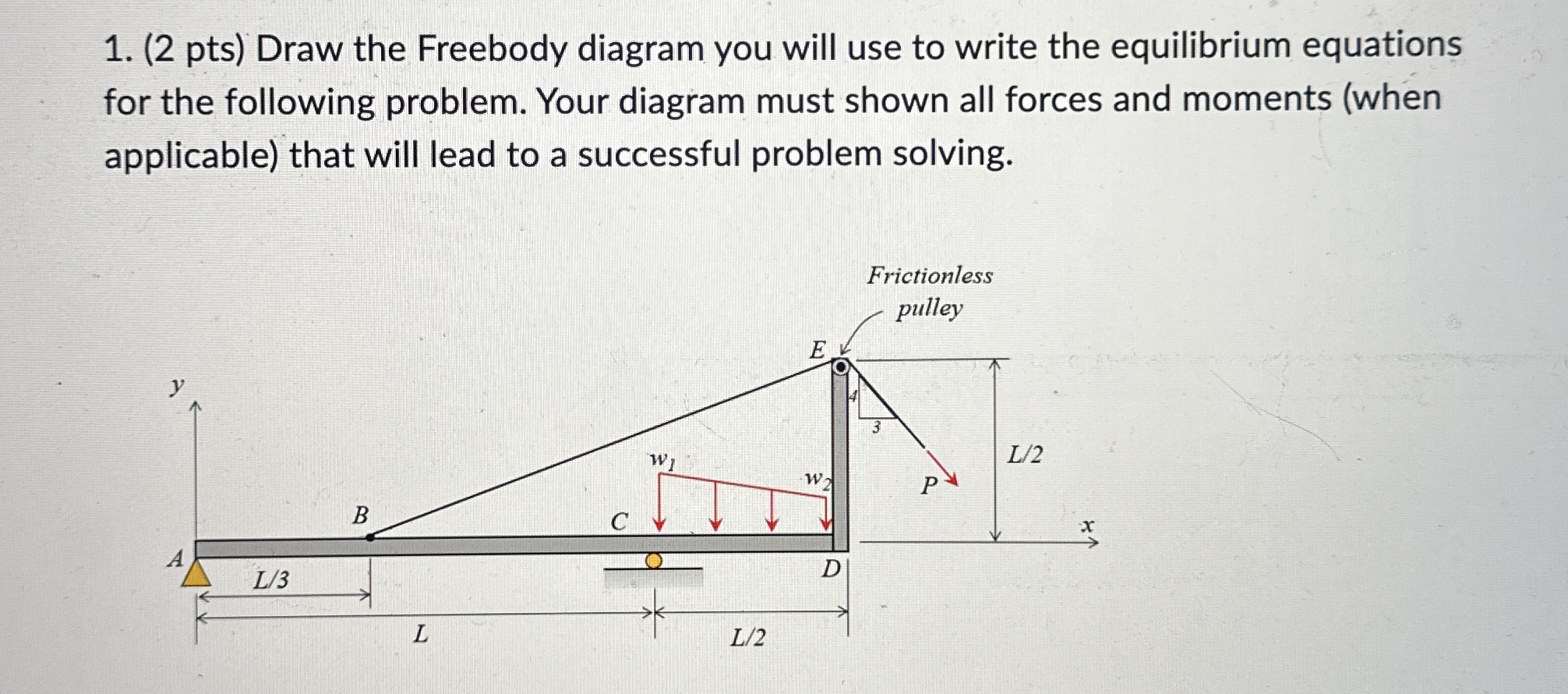 Solved (2 ﻿pts) ﻿Draw the Freebody diagram you will use to | Chegg.com