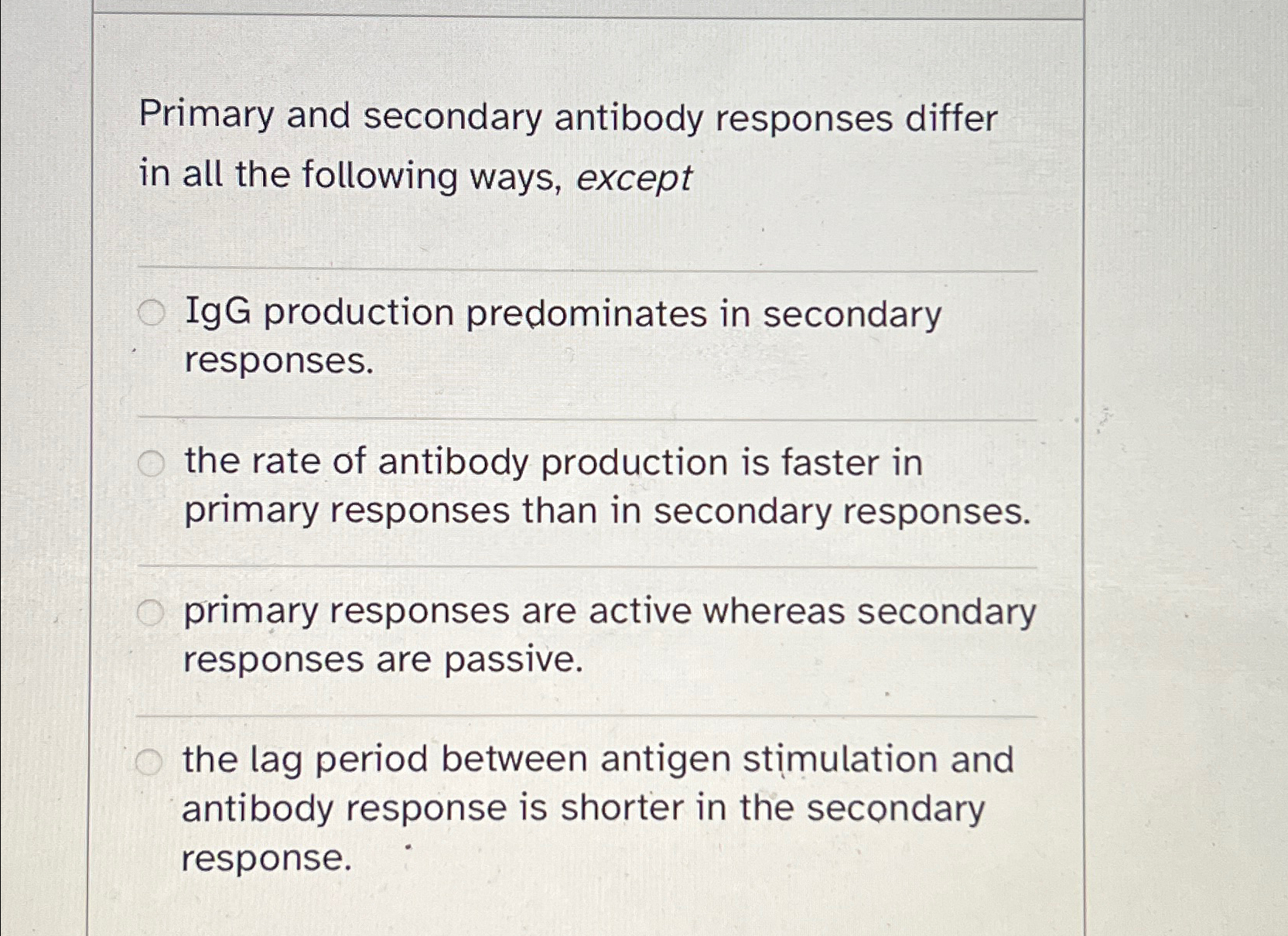 Solved Primary and secondary antibody responses differ in | Chegg.com