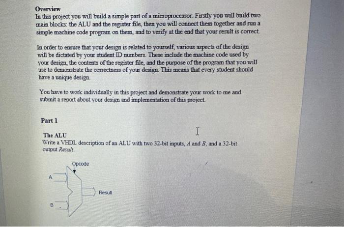 Overview In this project you will build a simple part | Chegg.com