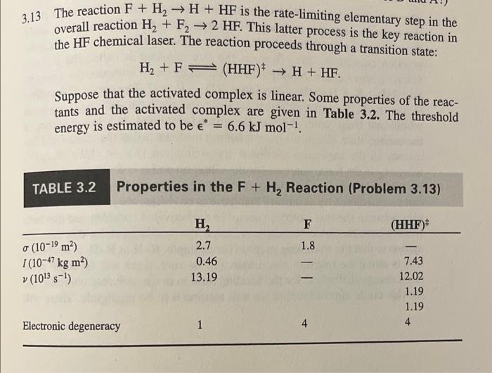 Solved The reaction F+H2→H+HF is the rate-limiting | Chegg.com