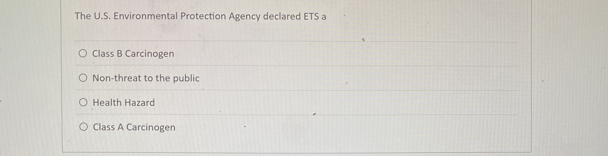 Solved The U.S. ﻿Environmental Protection Agency declared | Chegg.com