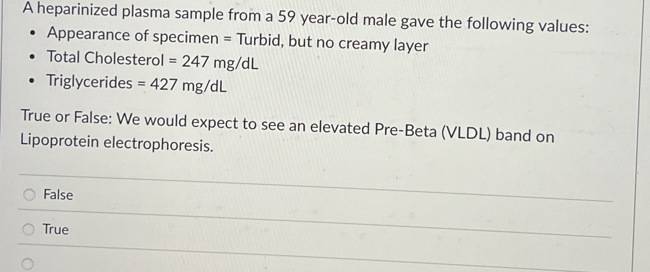 Solved A heparinized plasma sample from a 59 ﻿year-old male | Chegg.com