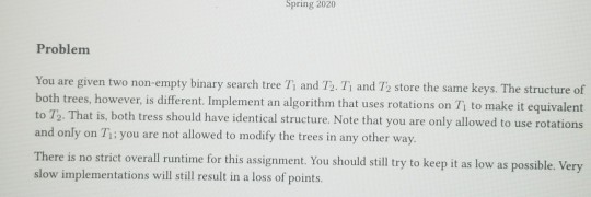 Solved Spring 2020 Problem You are given two non-empty | Chegg.com