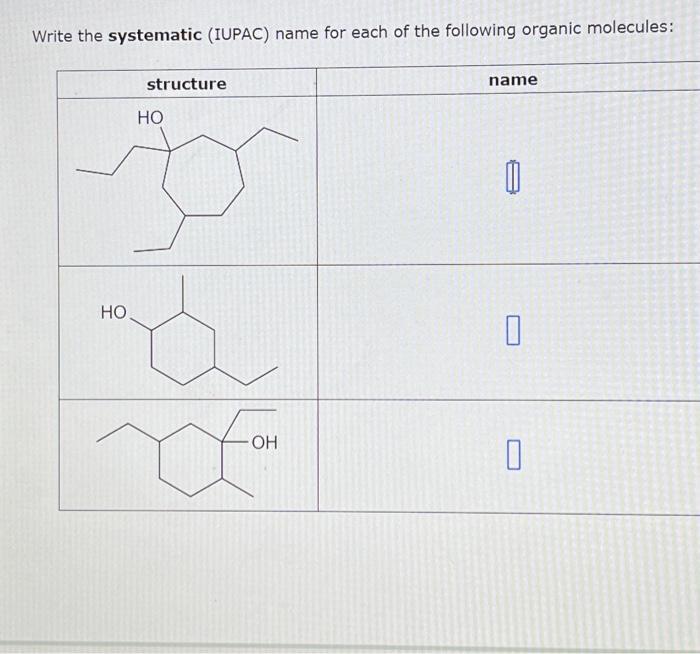 Solved Write the systematic (IUPAC) name for each of the | Chegg.com